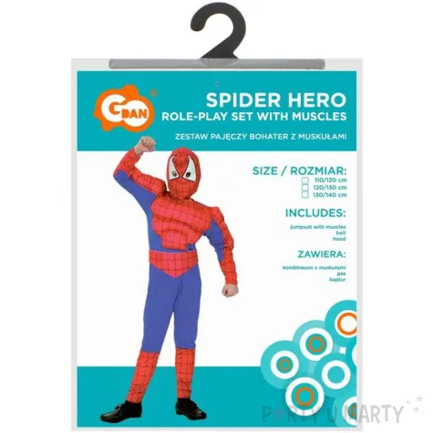 PARTYuMARTY Strój dla dzieci, kostium dla chłopca na karnawał Spiderman, Godan, rozm. 110/120 cm